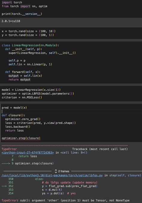 Torchoptimlbfgs Error · Issue 111369 · Pytorchpytorch · Github