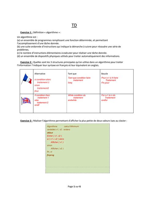Solution Td Algorithme Corrige Studypool