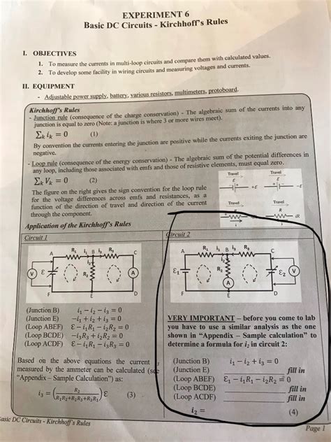 Experiment 6 Basic Dc Circuits Kirchhoffs Rules I