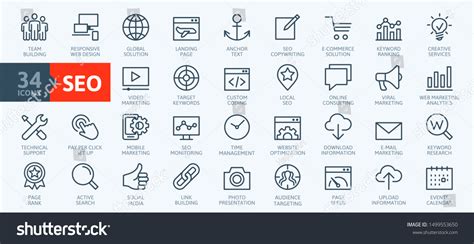 Outline Web Icons Set Search Engine Stock Vector Royalty Free Shutterstock