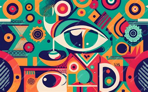 Premium Photo Abstract Geometric Pattern Design In Retro Style Vector