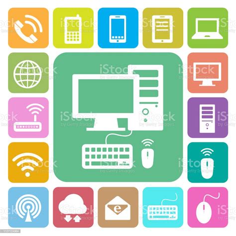 모바일 장치 컴퓨터 및 네트워크 연결 아이콘을 설정합니다 일러스트 레이 션 0명에 대한 스톡 벡터 아트 및 기타 이미지 0명 Lcd 네트워크 서버 Istock
