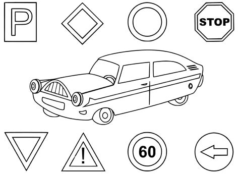 Car Traffic Signs Coloring Page Coloring Page Coloring Home