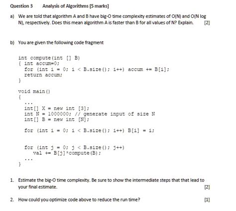 SOLVED Question Analysis Of Algorithms Marks A We Are Told That Algorithm A And B Have