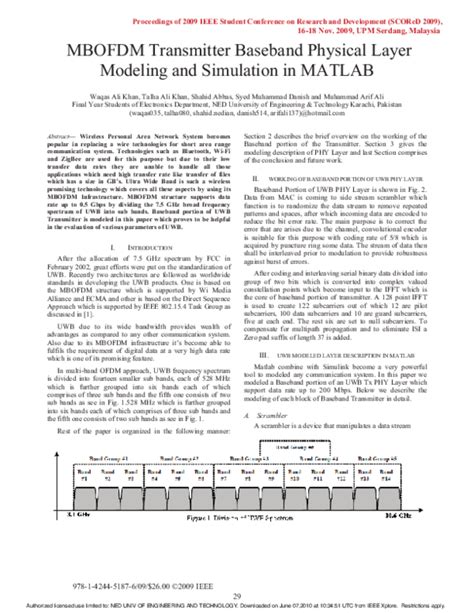 Pdf Mbofdm Transmitter Baseband Physical Layer Modeling And