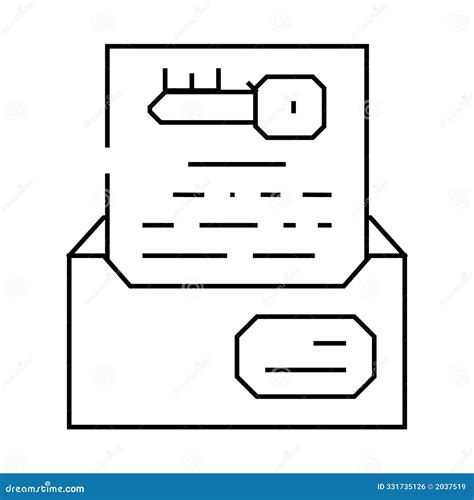 Digital Encryption Key Line Icon Vector Illustration Stock Illustration