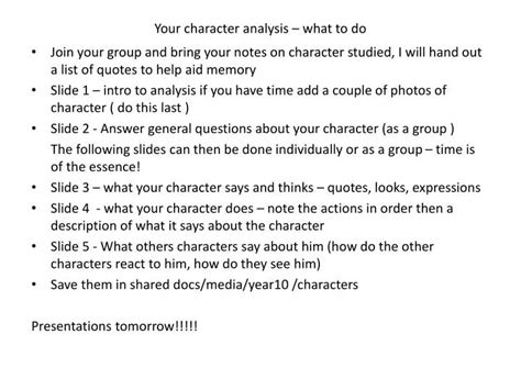 Ppt Your Character Analysis What To Do Powerpoint Presentation