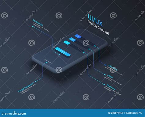 Ui Or Ux Design Concept With Isometric Illustration Of Smartphone With Access Or Login Window