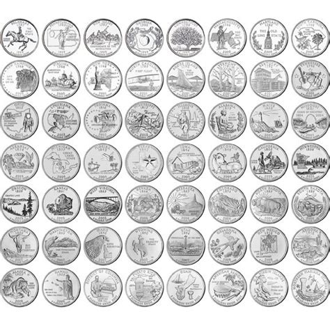 1999 2009 Complete Uncirculated State Quarter In Map 56 Coins