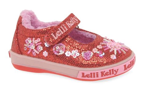Lelli Kelly Lk 3860 Dafne Red Glitter Fur Lined Dolly Shoes Lelli