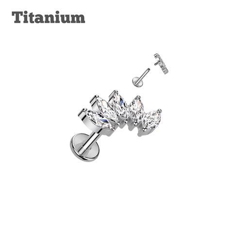 Titanium Marquise Cluster Threaded Labret