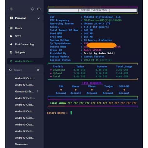 Jual VPS Tunneling Autoscript Premium SSH XRAY NoobVPN Tele Server DO Shopee