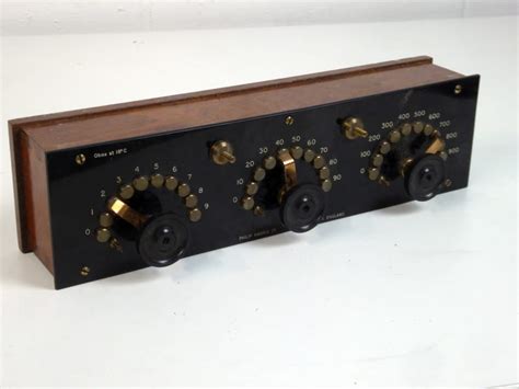 Period Electrical Decade Resistance Box With Triple Brass Turret Switches Electro Props Hire