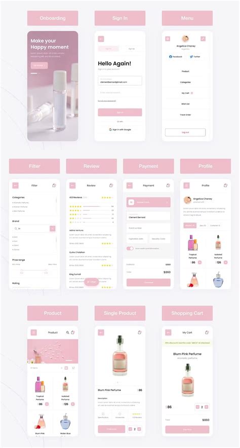 Perfume Shop App Mobile App Ui Template Fig Sketch Xd