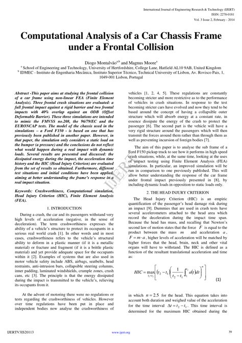 Pdf Crash Analysis Of A Car Chassis Frame Under A Frontal Collisian