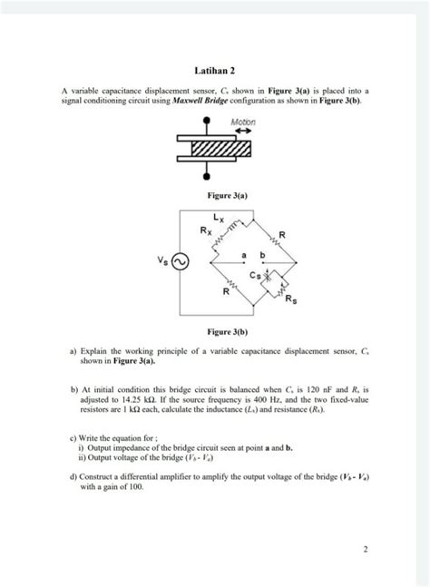 Solved Latihan 2 A Variable Capacitance Displacement Sensor