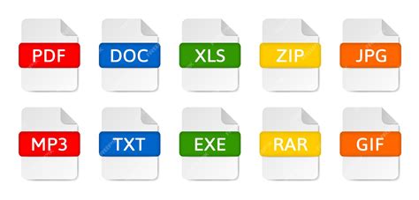 Premium Vector File Type Icons Pdf Doc And Xls Document Formats Zip