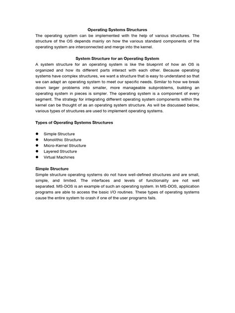 System Structure Pdf Operating System Kernel Operating System