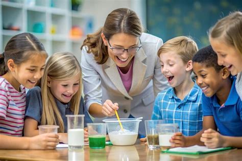 Exciting Science Experiment Scene A Lively Class Premium Ai Generated