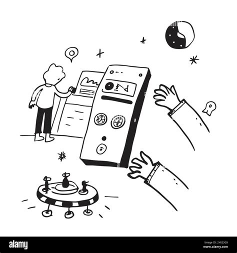 A Whimsical Hand Drawn Illustration Depicting A Person Interacting With