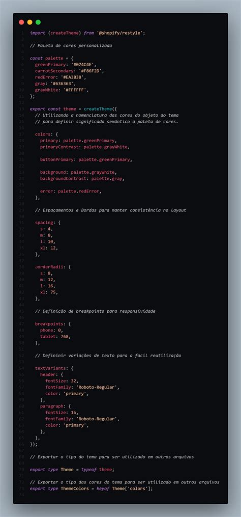 utilização da biblioteca shopify restyle para a criação e estilização