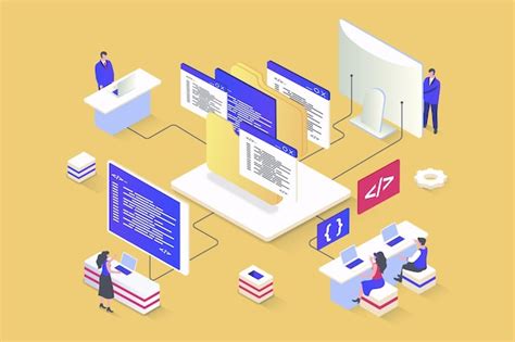 Premium Vector Web Development Concept In 3d Isometric Design