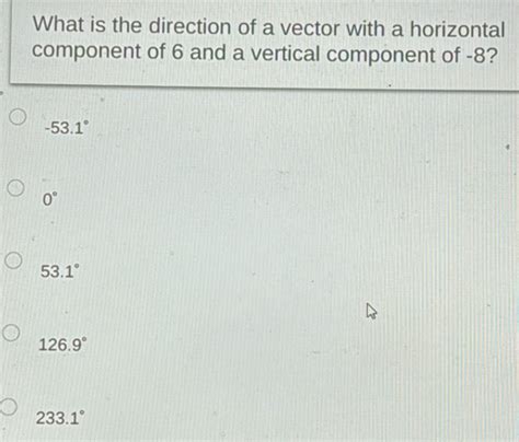 Solved What Is The Direction Of A Vector With A Horizontal Component Of 6 And A Vertical