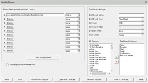 Dashboard Project Plan