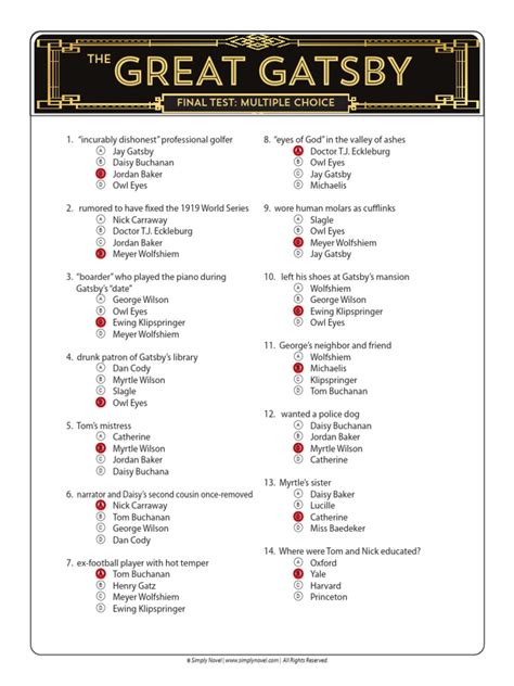 answer key gatsby mc final test pdf the great gatsby