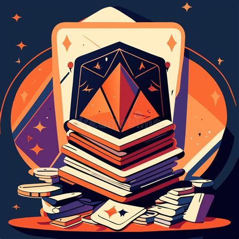 Colorful Vector Illustration Of A Stack Of Tarot Cards And Dice Ai