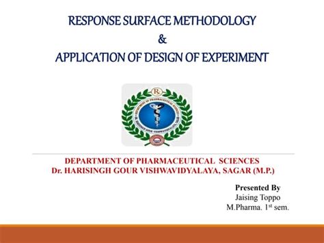 Response Surface Methodology Pptx