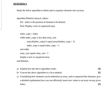 Solved Study The Below Algorithm To Delete And Re Organize Chegg