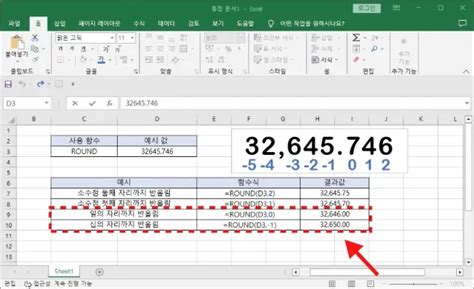 엑셀 반올림 소수점 버림 올림 Round 함수