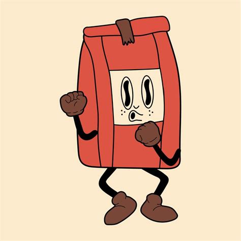 Retro Packaging With Coffee 30s Cartoon Mascot Character 40s 50s
