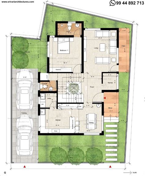 east facing floor plan in irregular plot size architectural floor