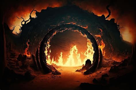 Premium Photo Underground Landscape With Smoking Burning Pits And
