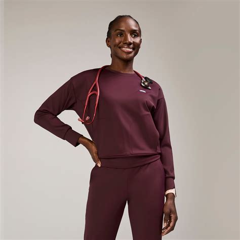 Womens Cornelia Formx Crewneck Scrub Top™ Burgundy · Figs