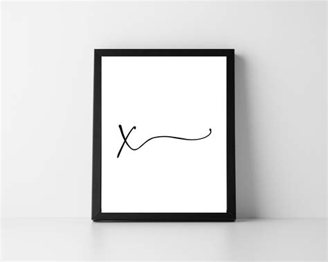 Letter X Lowercase Script Digital Printable Art Instant Download Alphabet Letter