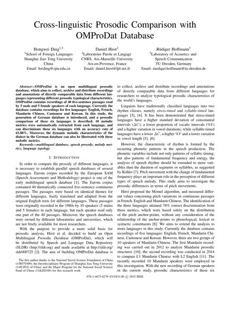 Pdf Cross Linguistic Prosodic Comparison With Omprodat Database