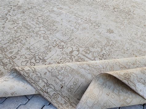 9x12 Neutral Rug Vintage Rug Beige Extra Large Rug T Rugs For