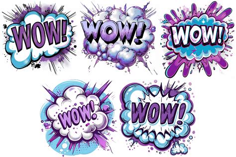 WOW Comic Speech Bubbles Watercolor PNG Graphic by WangTemplates ...