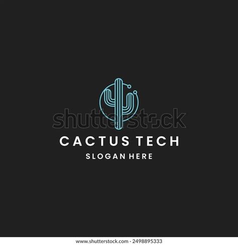 Cactus Tech Logo Design Creative Cactus Stock Vector Royalty Free