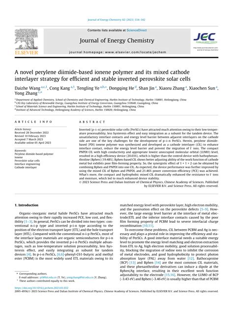 Pdf A Novel Perylene Diimide Based Ionene Polymer And Its Mixed Cathode Interlayer Strategy
