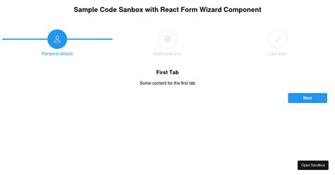 React Form Wizard Component Codesandbox