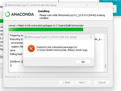 Can T Install Failed To Extract Packages Error Anaconda Miniconda Anaconda Community