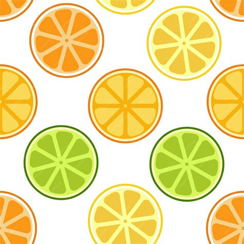 Premium Vector Citrus Fruit Slice Vector Cartoon Seamless Pattern