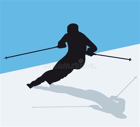 Skiing Sequence Silhouettes Stock Vector Illustration Of Silhouette