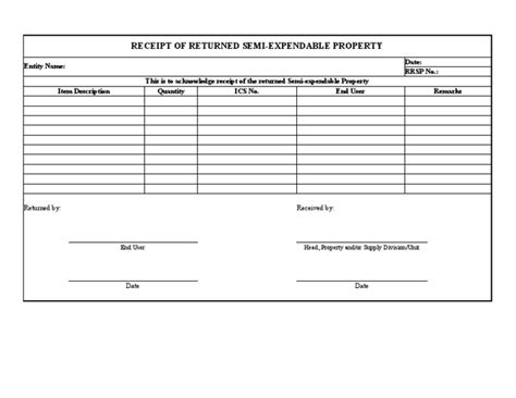 Receipt Of Returned Semi Expendable Property Pdf