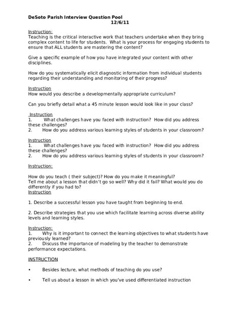 Danielsons Framework Domain 3 Instruction Professional Doc