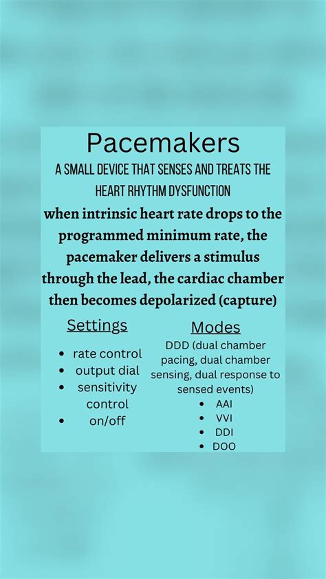 Nursing Student Cheat Sheet Pacemaker Cardiology Cardiac Vascular